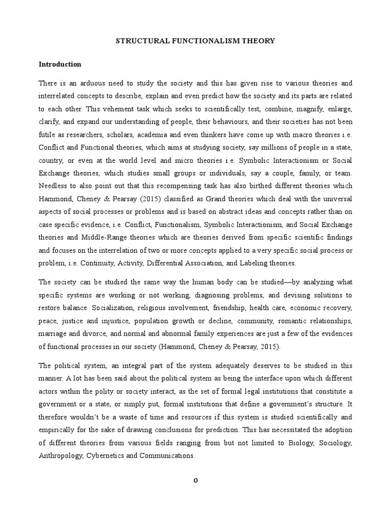 Structural Functionalism | PDF | System | Oligarchy