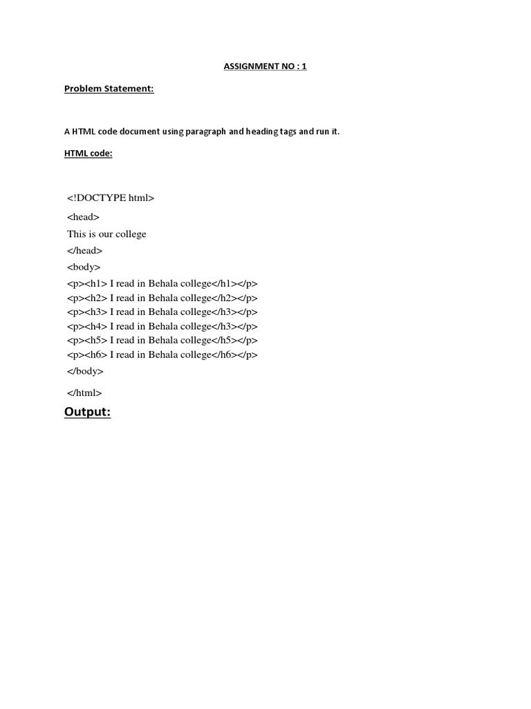 ASSIGNMENT NO 1 (HTML Sample) | PDF | Computers