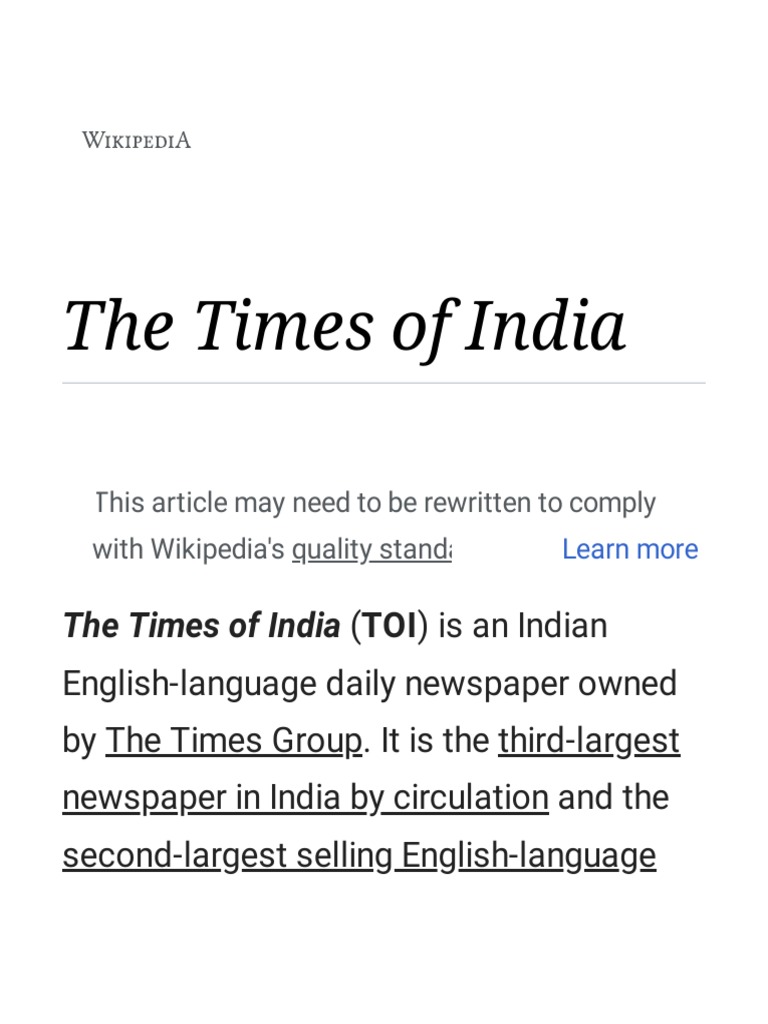 History of The Times of India | PDF | Newspapers | News Media