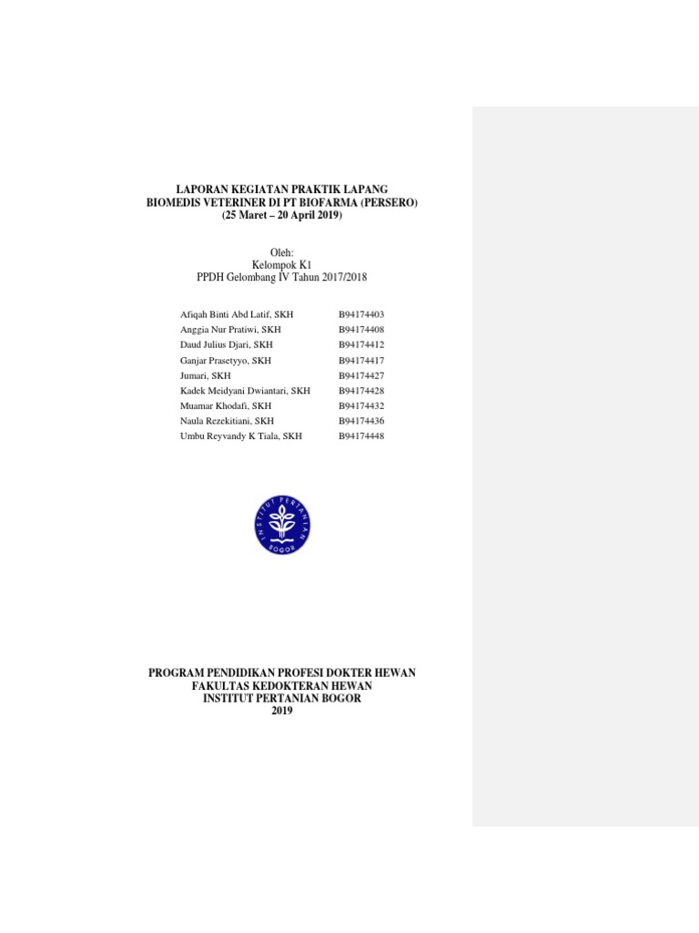 Draft 1 Lap BIOFARMA K1 Gelombang 4 TH 2017 2018 - FJS | PDF