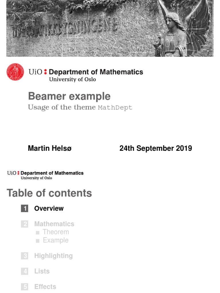 Uio Math-Department-Beamer-Theme | PDF | Abstract Algebra | Teaching ...