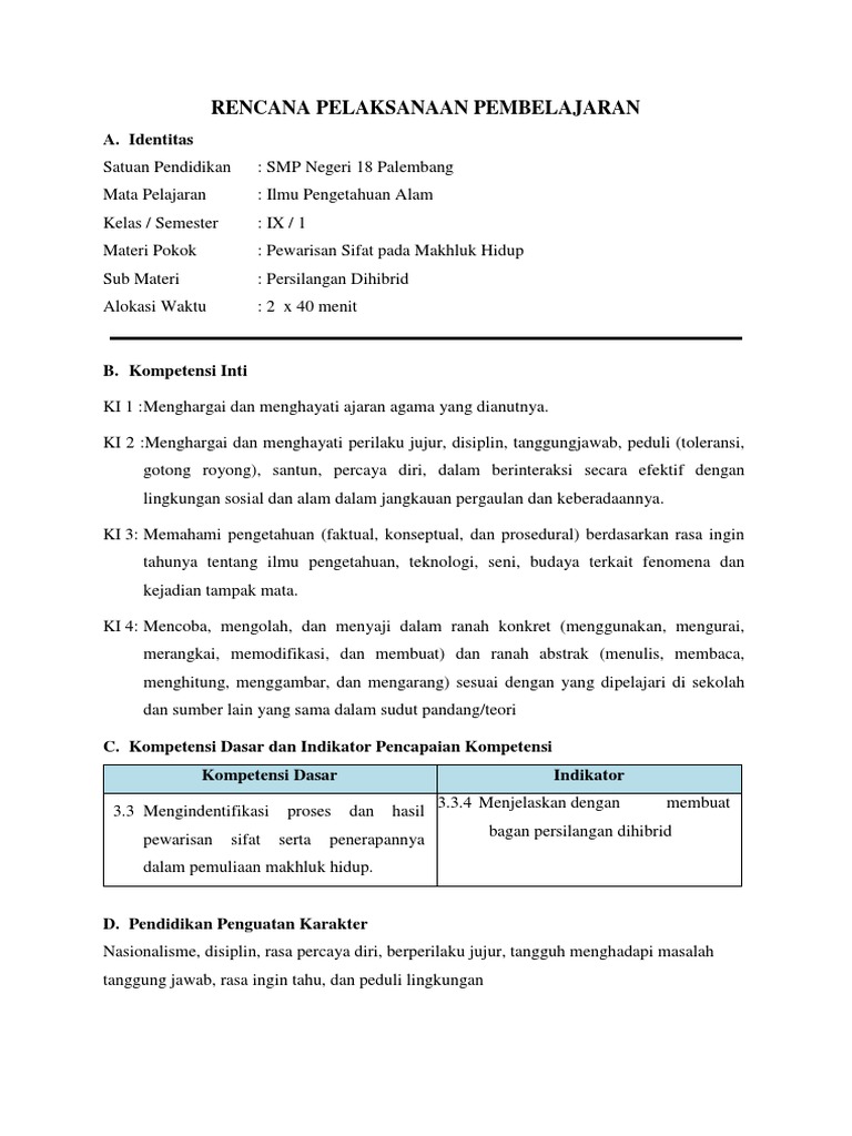 RPP Persilangan Dihibrid | PDF