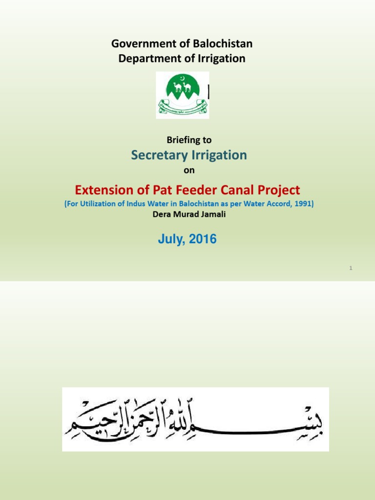 Presentation On Pat Feeder Canal Project | PDF | Irrigation | Indus River