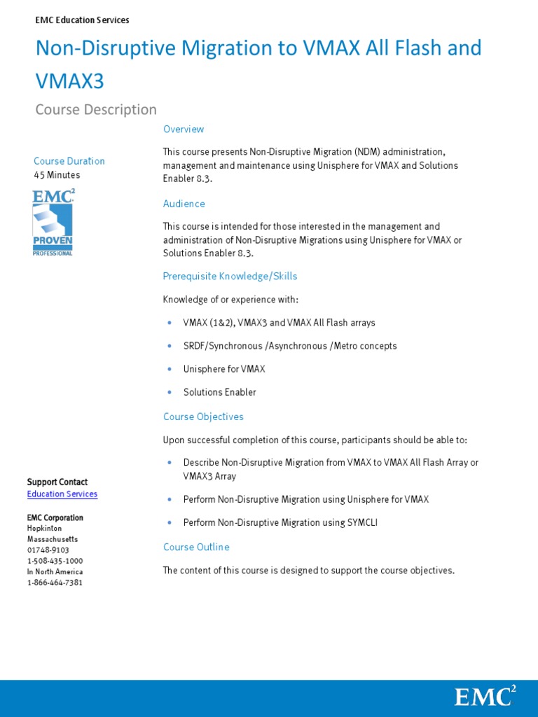 NonDisruptive Migration To VMAX All Flash and VMAX3 Course Description ...