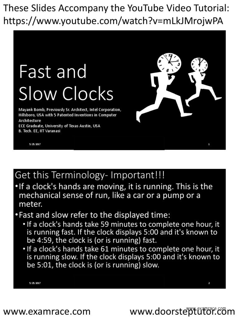 Fast and Slow Clocks YouTube Lecture Handouts PDF | PDF | Clock | Hour