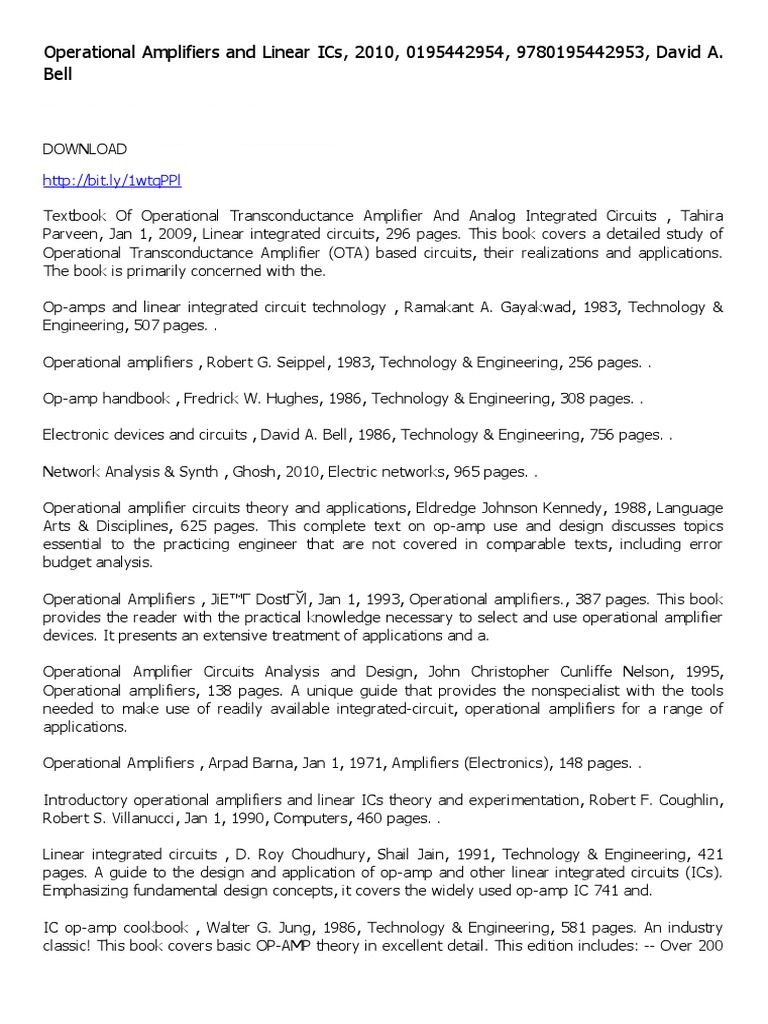 Operational Amplifiers and Linear Ics | PDF | Operational Amplifier ...