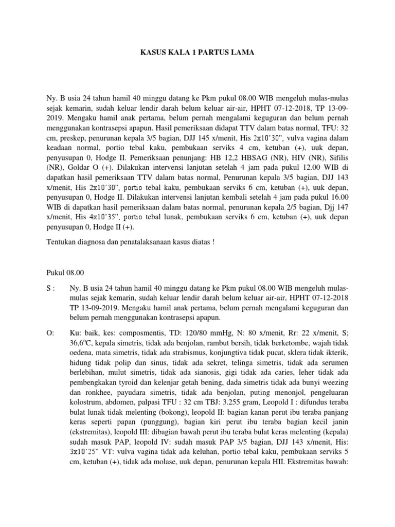 Kasus Kala 1 Partus Lama | PDF