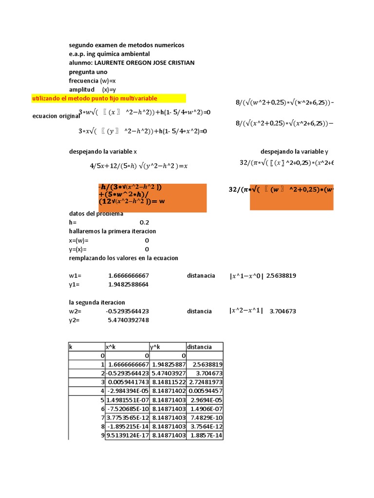 Segundo Examen de Metodos Numericos | PDF | Análisis matemático | Análisis