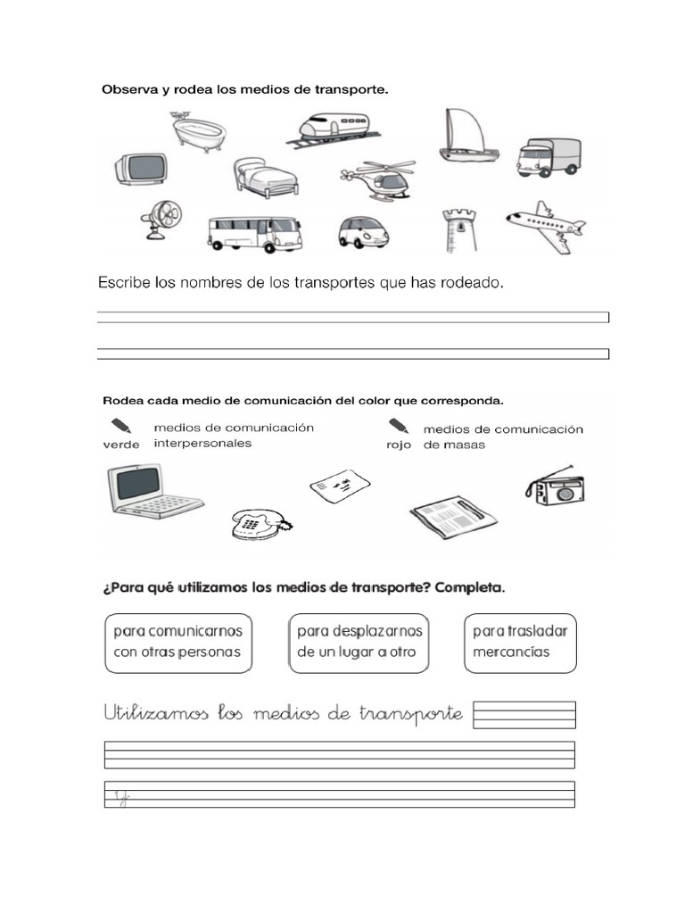 Tema Sociales Medios de Transporte 2º | PDF