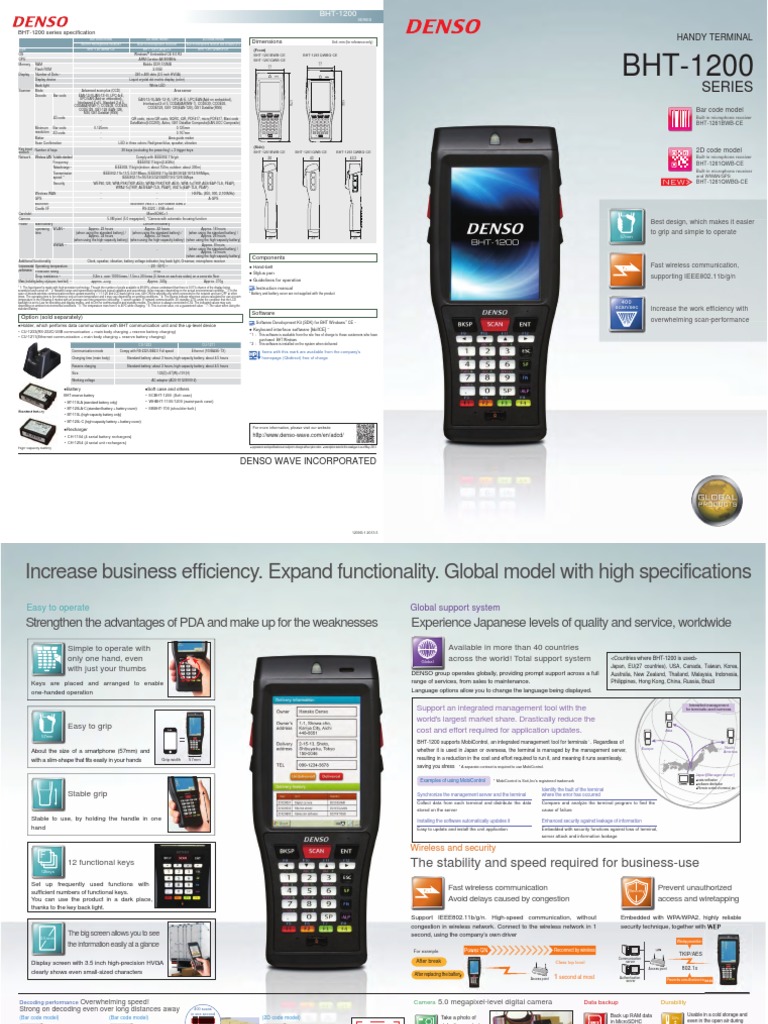 BHT-1200 Data Sheet | PDF | Barcode | Wireless Lan