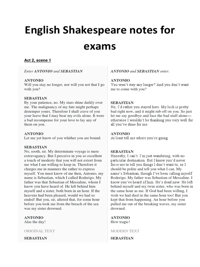 English Shakespeare Notes For Exams | PDF | Poetry
