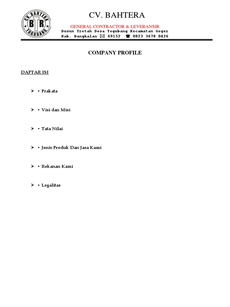 Profaill CV. BAHTERA | PDF | Bisnis