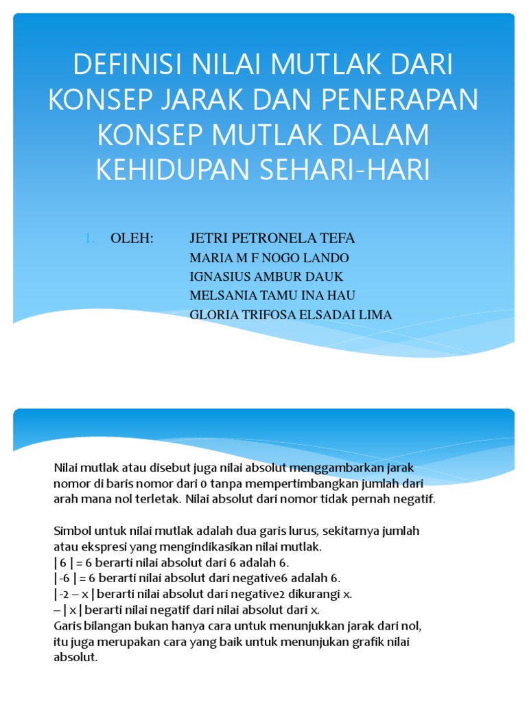 Kalkulus Kelompok 2 - Definisi Nilai Mutlak Dari Konsep Jarak Dan ...