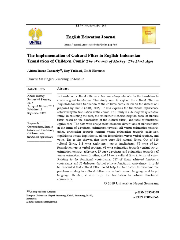 Cultural Filter | PDF | Translations | Indonesian Language