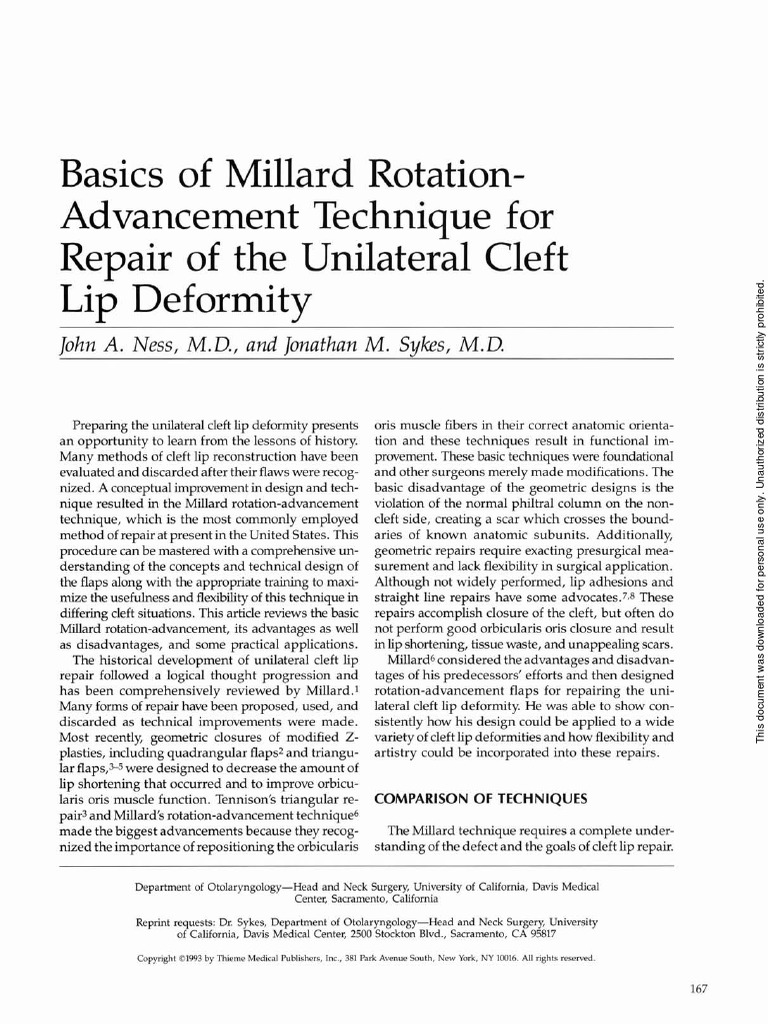 Técnica Millard | PDF | Human Nose | Plastic Surgery