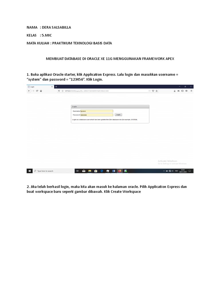 Membuat Database Dengan Framework APEX Di Oracle 11g | PDF