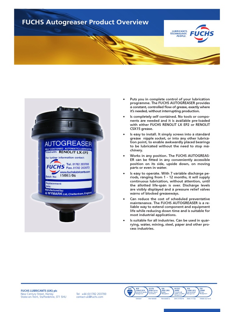 Autogreaser Flyer 01 | PDF | Mechanical Engineering | Materials