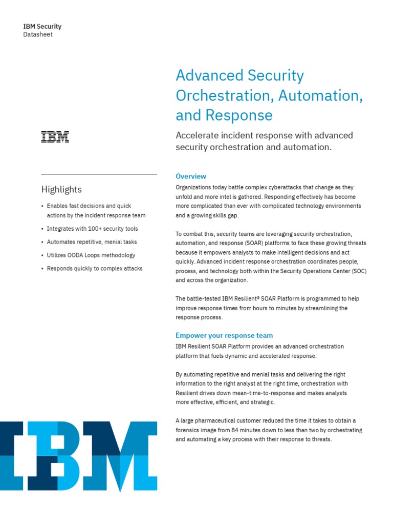 IBM Resilient SOAR Platform Data Sheet | Download Free PDF | Computer ...