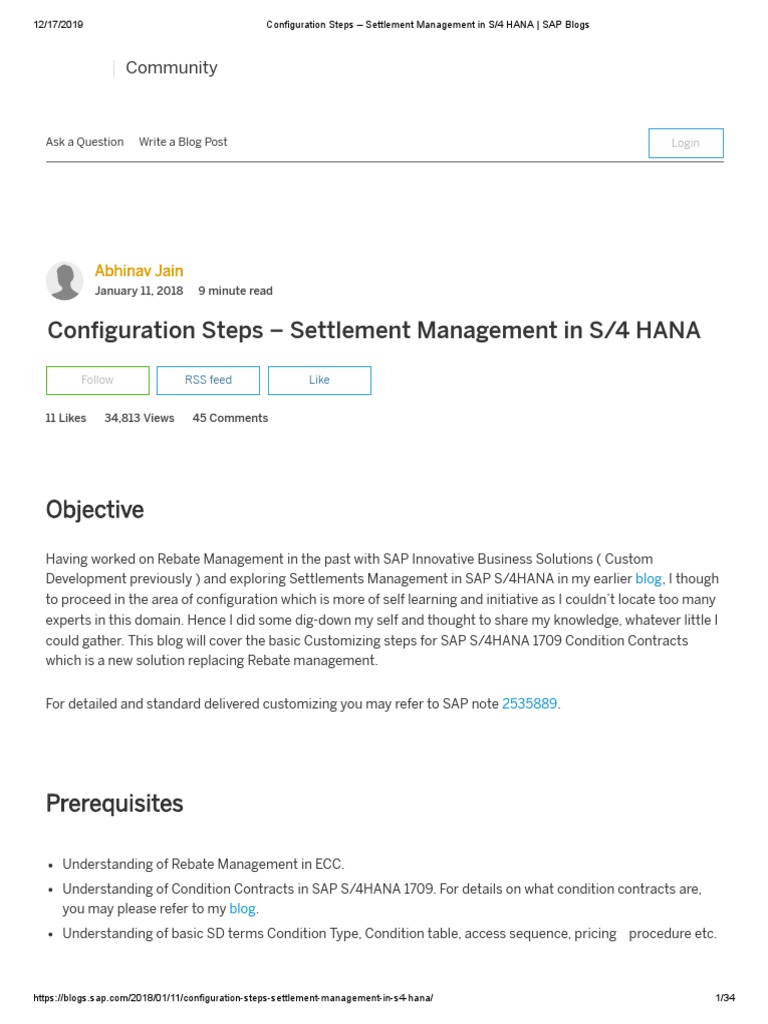 Configuration Steps - Settlement Management in S - 4 HANA - SAP Blogs ...