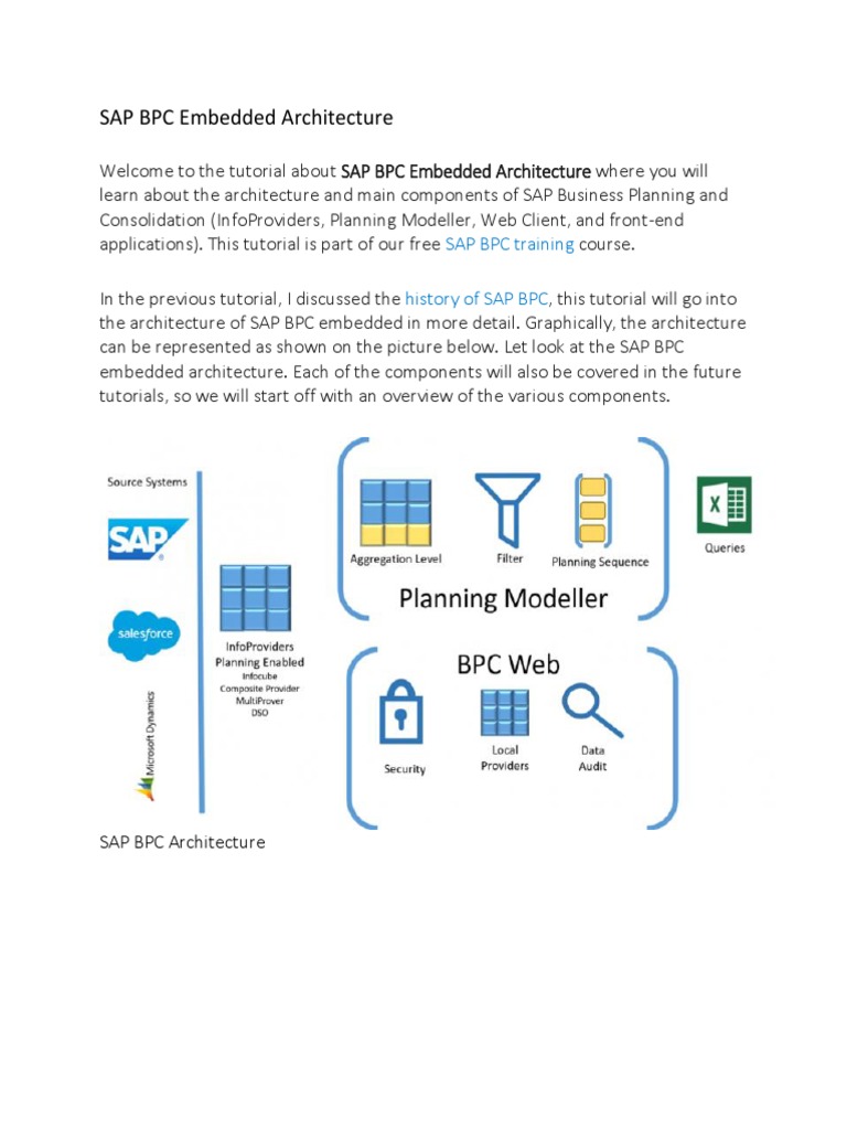 SAP BPC Embedded Architecture | PDF | Sap Se | Microsoft Excel