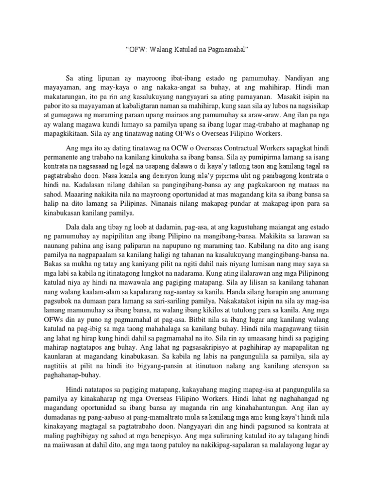 Overseas Filipino Workers | PDF
