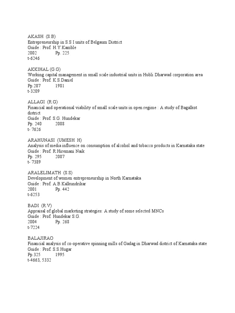 PhD Theses in Commerce from Karnataka | PDF | Business | Patent