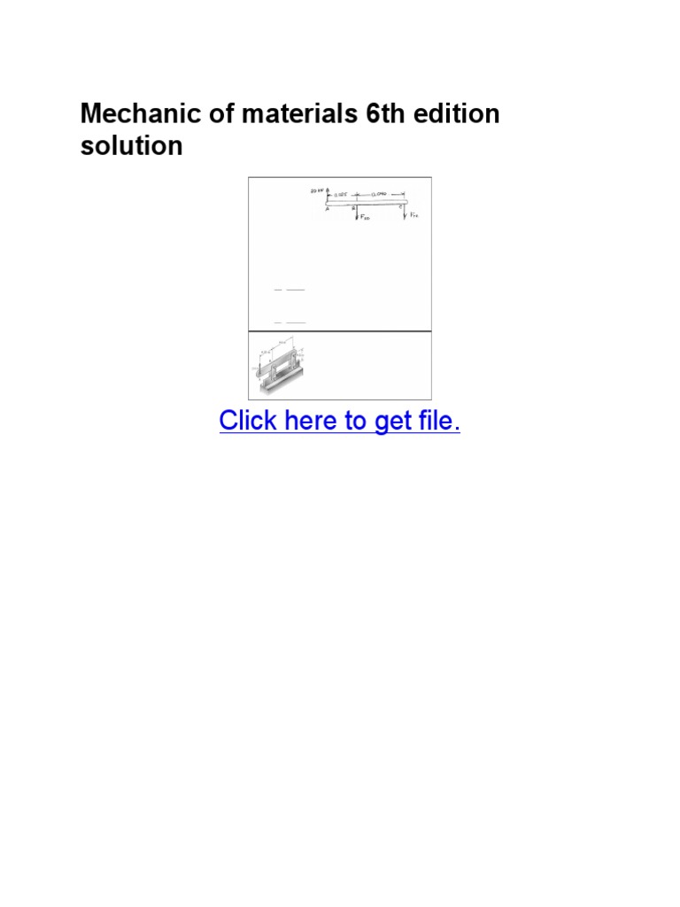 Mechanic of materials 6th edition solution | Strength Of Materials ...