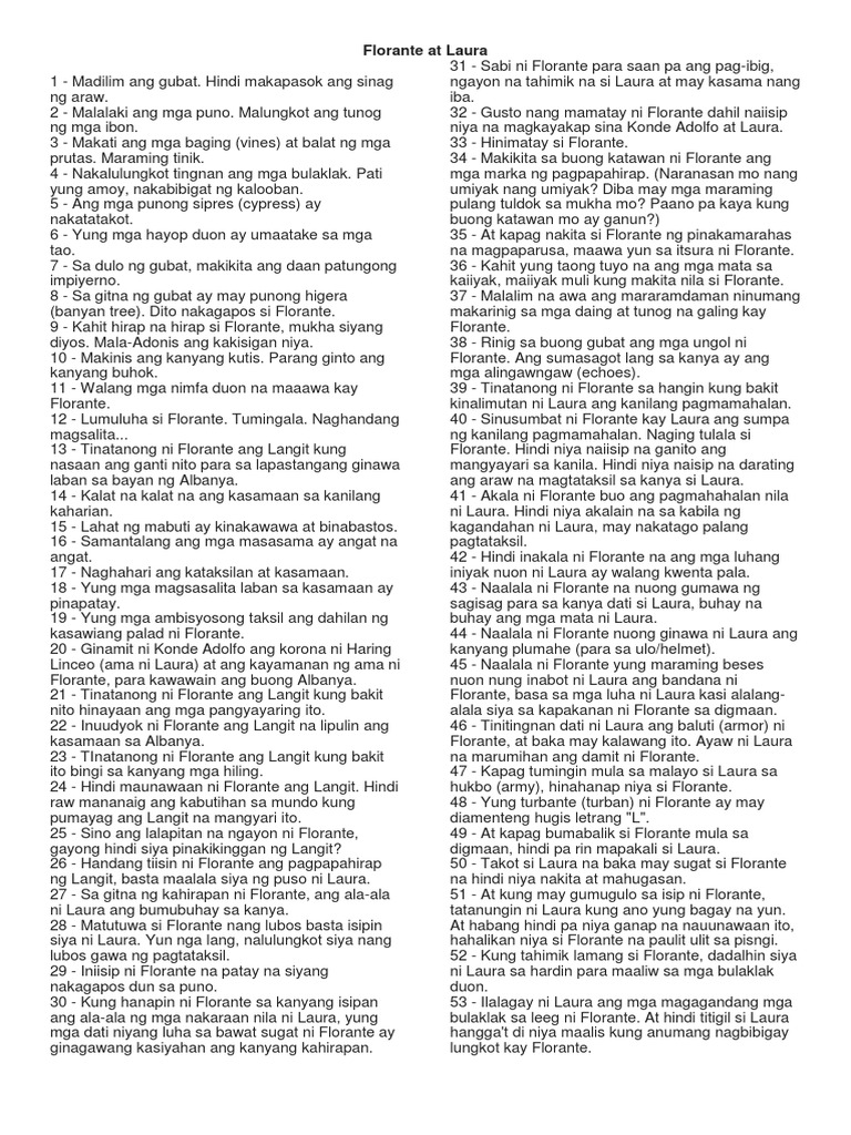 Florante at Laura Translated Tagalog | PDF
