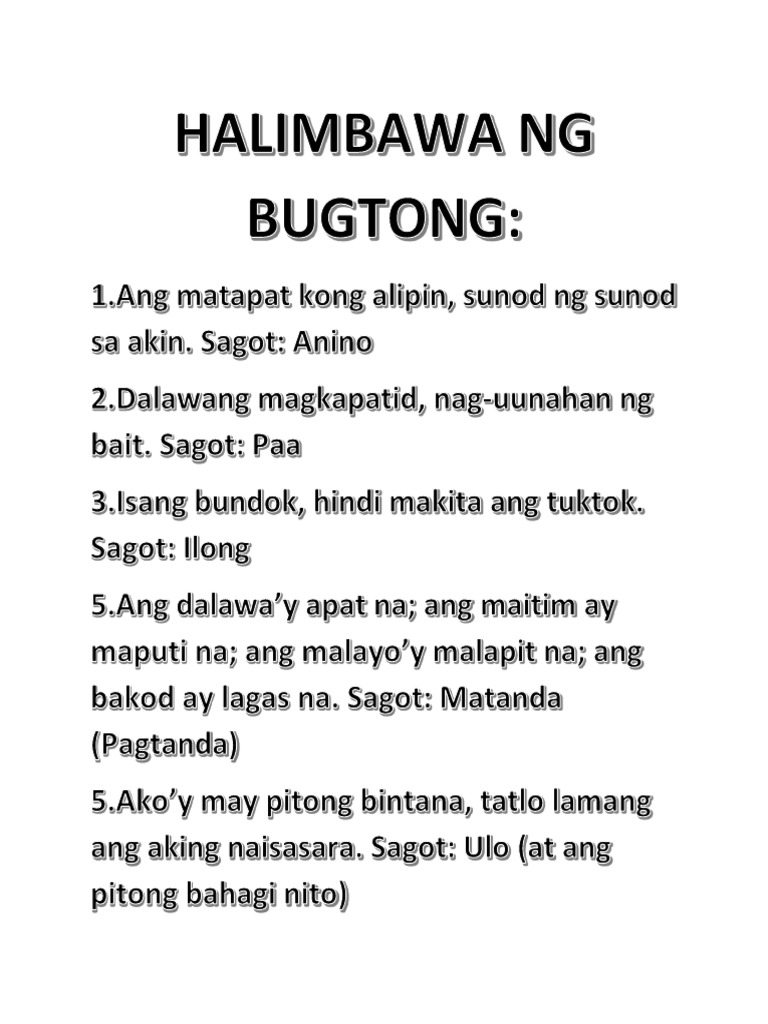 Halimbawa NG Bugtong | PDF