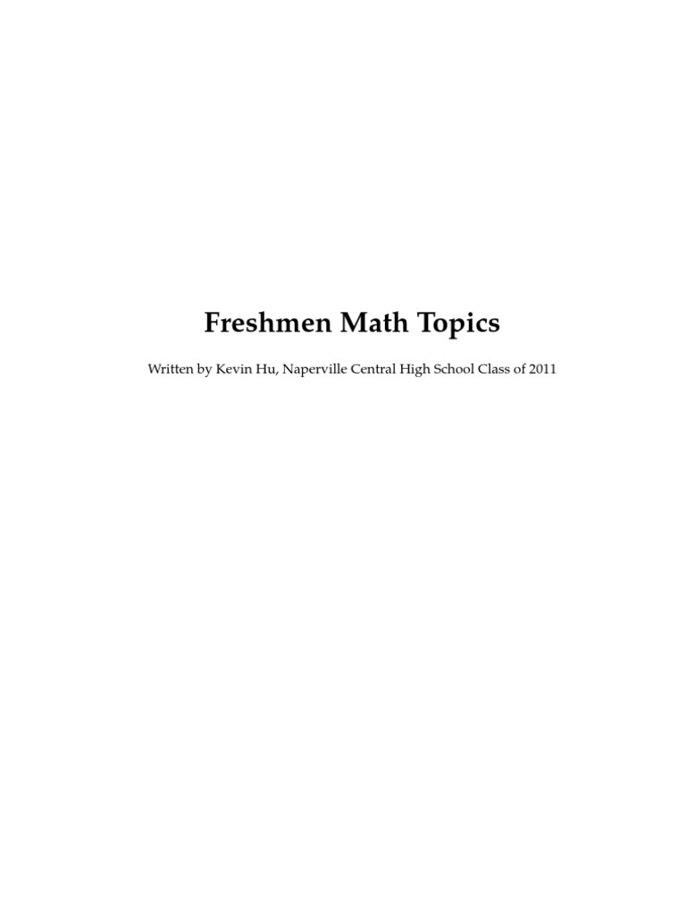 Freshmen Math Team Topics | PDF | Prime Number | Numbers