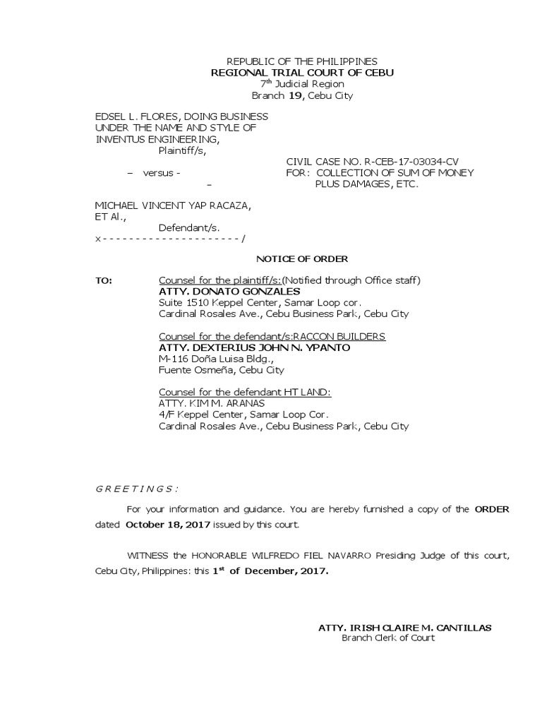 Notice of Order | PDF