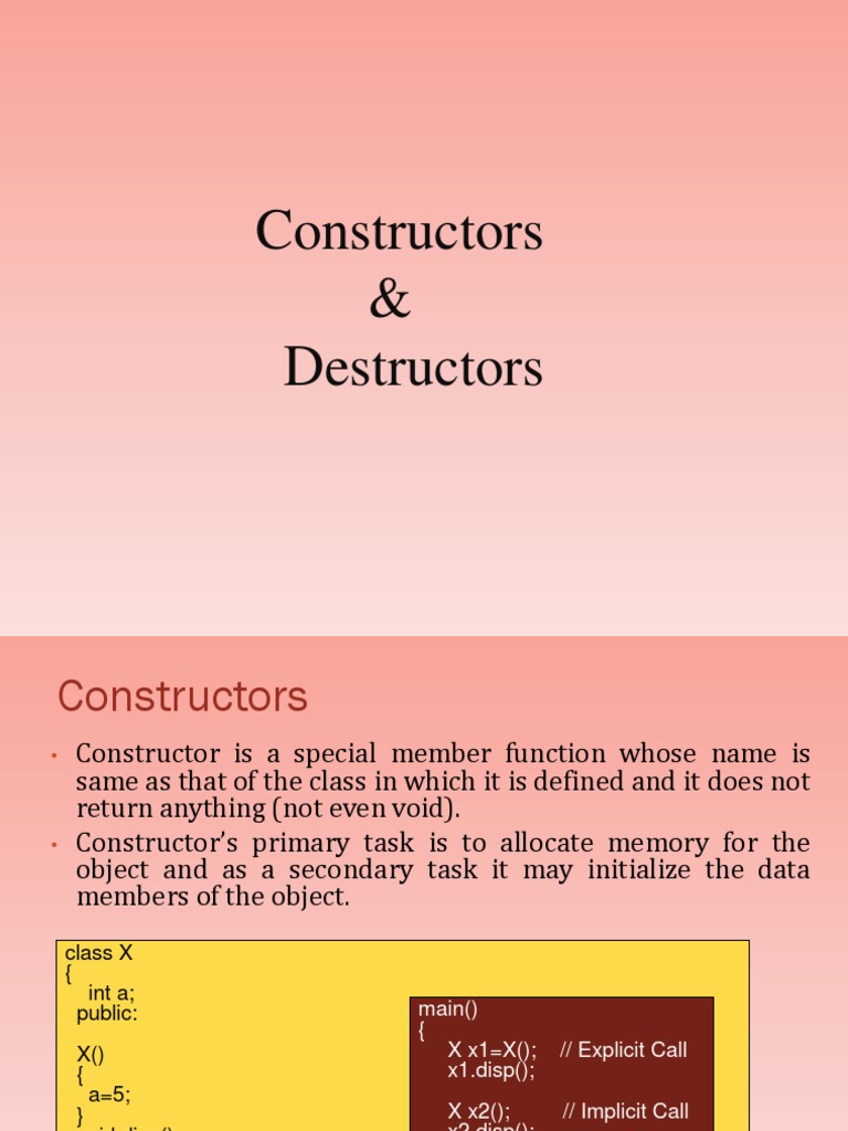 Constructor Destructor | PDF | Constructor (Object Oriented Programming) | Programming