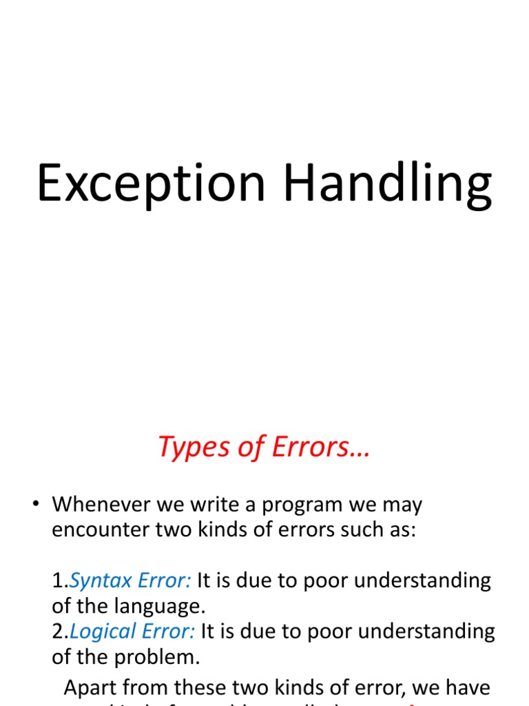 Exception Handling | PDF | Control Flow | Software Engineering