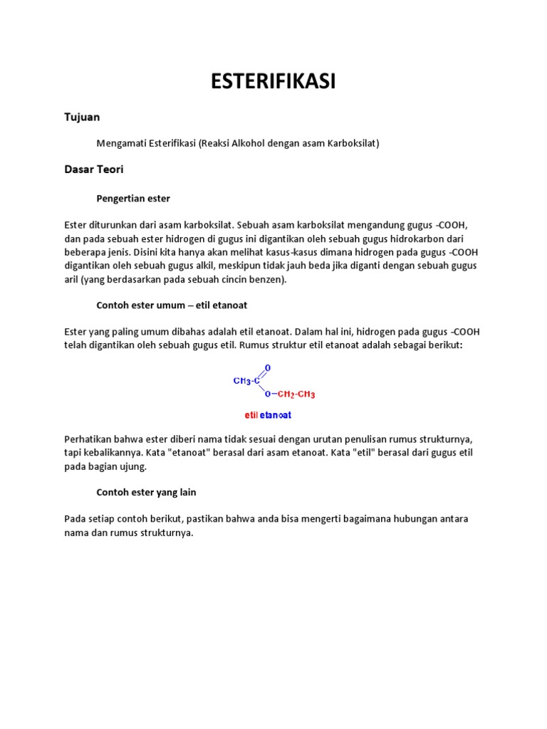 Laporan Praktikum Kimia Esterifikasi | PDF