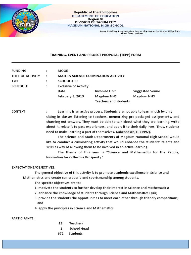 ACTIVITY DESIGN Science Month 2018 2019 | PDF | Learning | Teaching