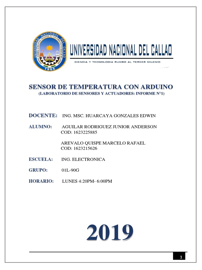 Informe N°1 | PDF | Arduino | Sensor