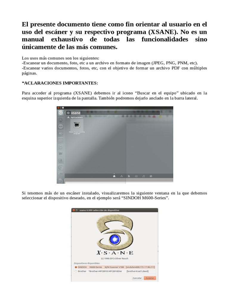 Manual Xsane | PDF | Escáner de imagen | Archivo de computadora