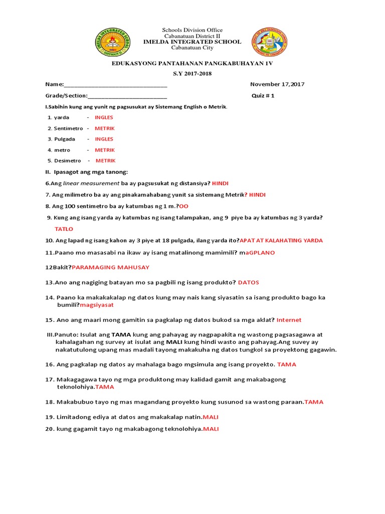 Epp 4 Quiz 3 | PDF