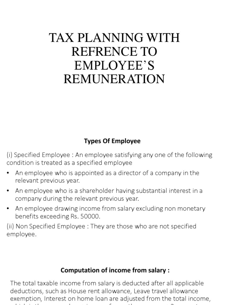 Tax Planning With Refrence To Employee's Remuneration | PDF | Employee ...