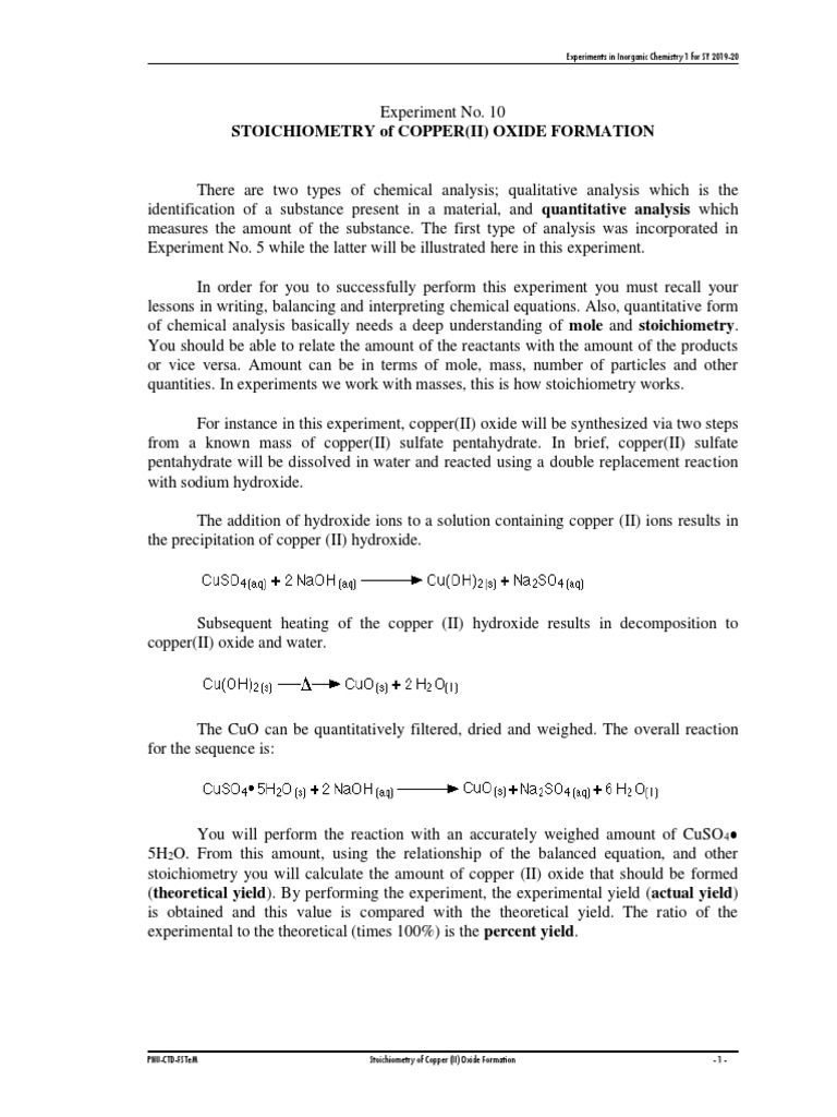 10 Stoichiometry | PDF | Stoichiometry | Chemical Reactions