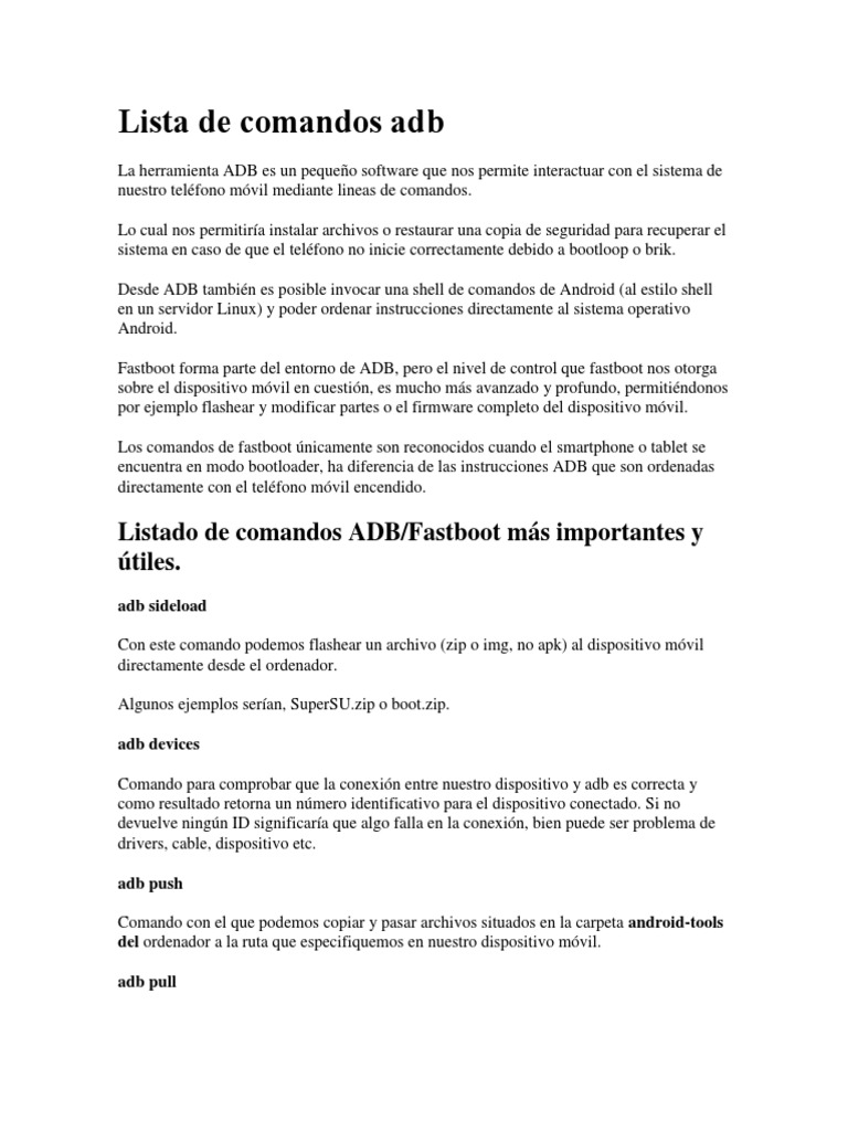 Guía completa de comandos ADB y Fastboot para la interacción y modificación de dispositivos ...
