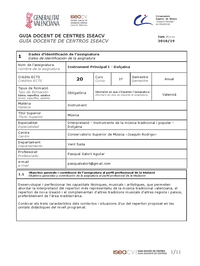 GD Instrument Principal I - Dolçaina | PDF