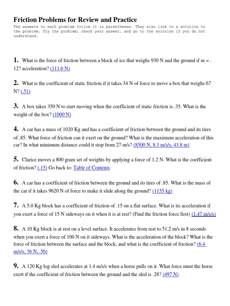 Friction Problems and Solutions Guide | PDF | Science & Mathematics