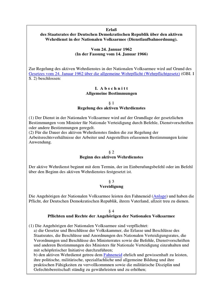 Dienstlaufbahnordnung NVA 1966 | PDF