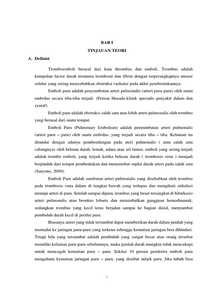 Contoh Kasus Emboli Paru dan Etiologinya | PDF | Perjalanan | Sains ...