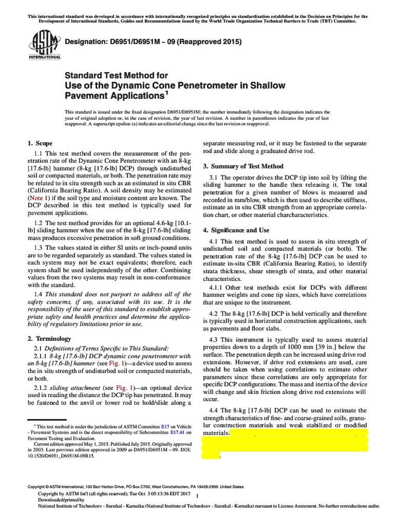 ASTM D-6951 Dynamic Cone Penetrometer in Shallow | Nature