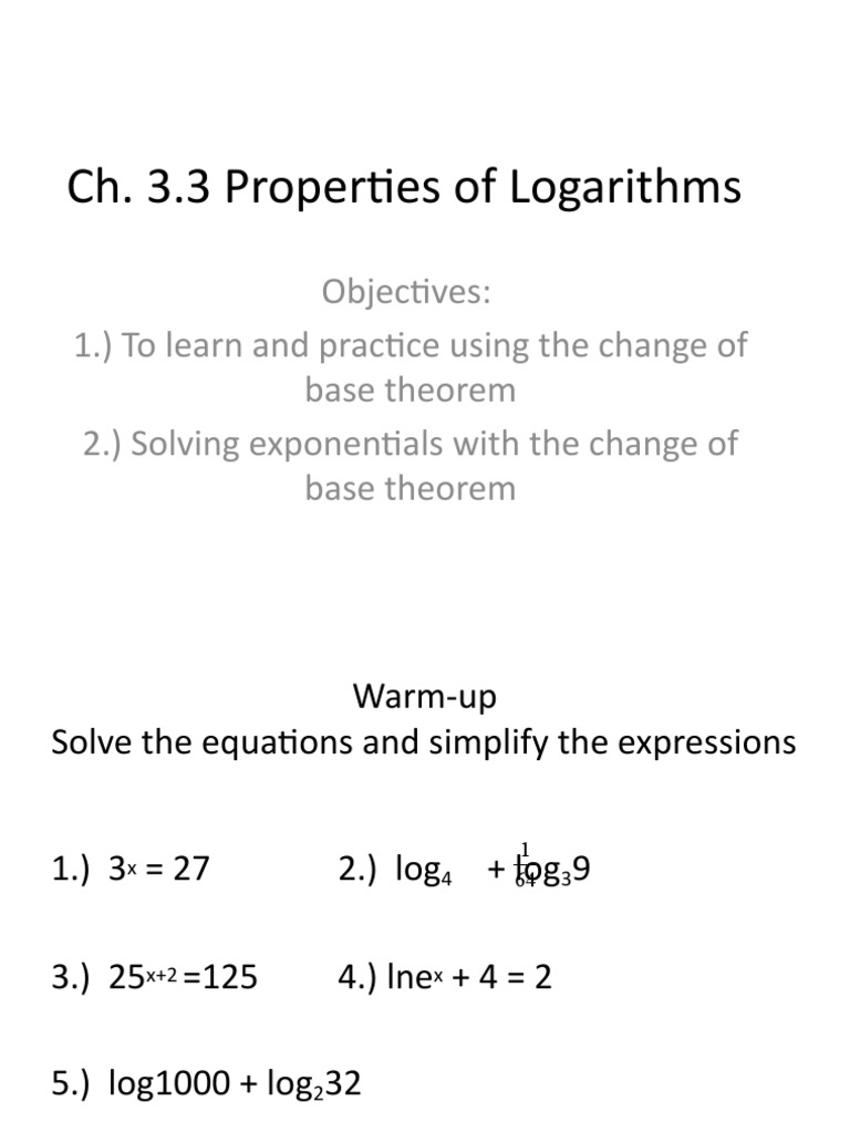 Change of Base Theorem in Logarithms | PDF