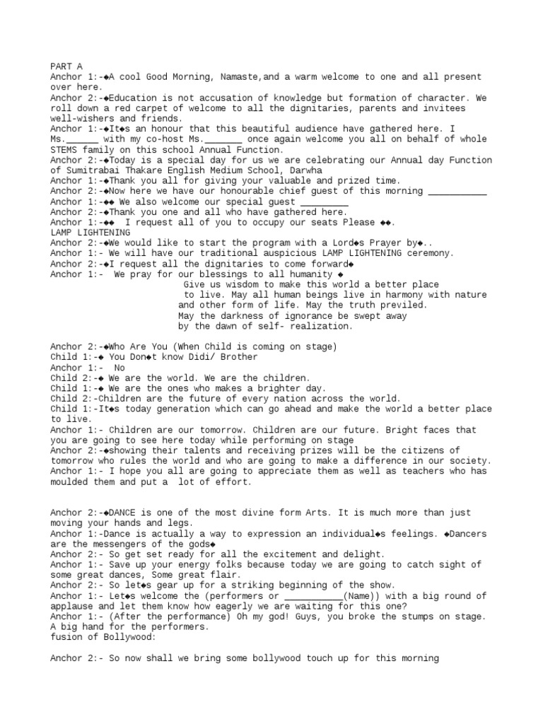 Anchor Script | PDF | Dances | Entertainment