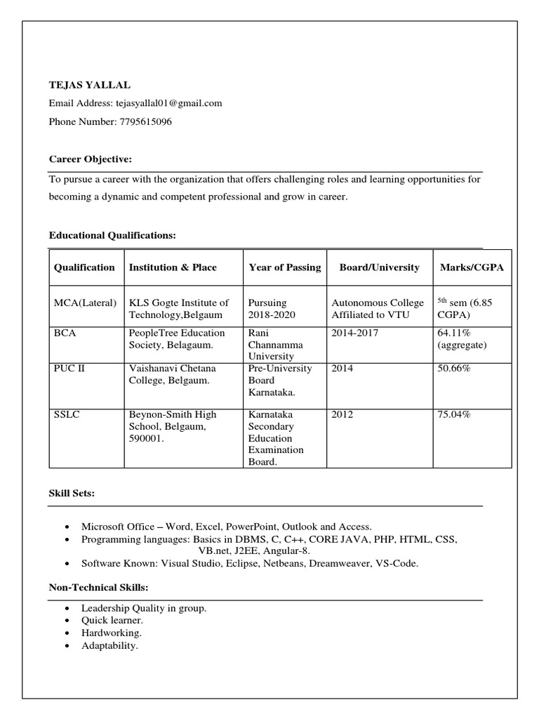 Tejas Resume | PDF | Computing | Software