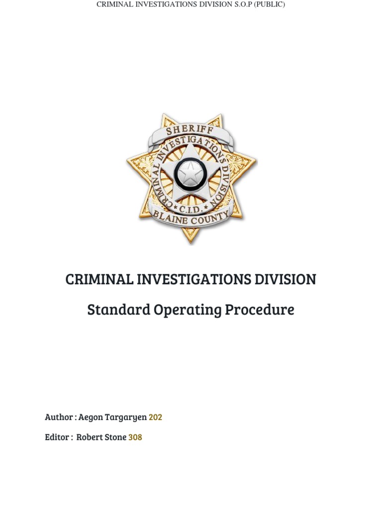 CID Standard Operating Procedure Guide | PDF | Undercover Operation ...